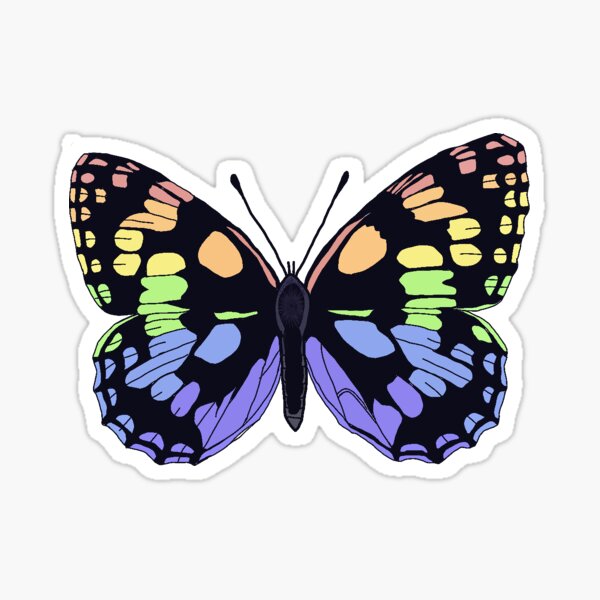 "Rainbow butterfly" Sticker for Sale by hey-moon-design | Redbubble