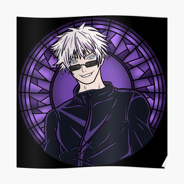"Satoru Gojo from Jujutsu Kaisen Stained Glass Original Artwork" Poster ...