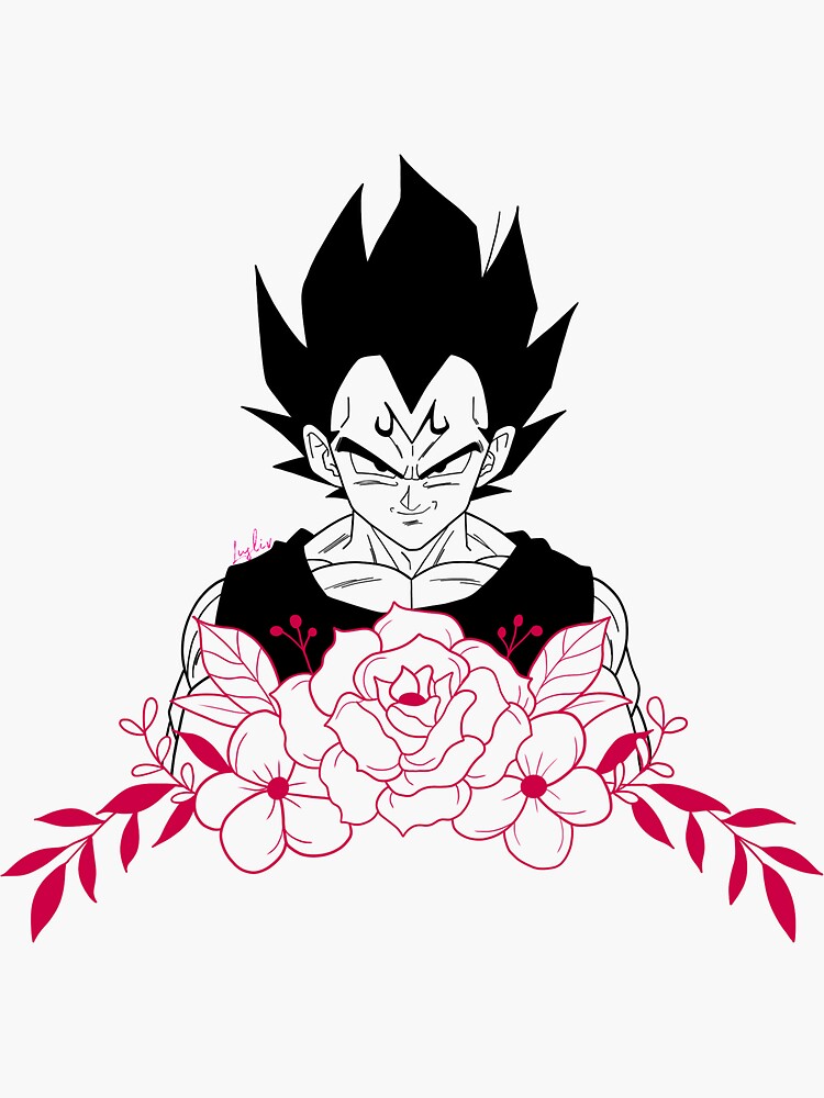 "Vegeta & Flowers" Sticker by Lusliv | Redbubble