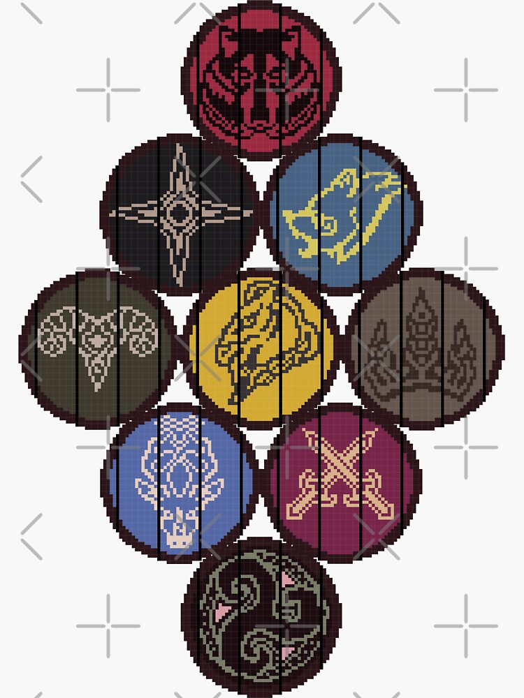 "8-Bit Pixel Shields of Skyrim" Sticker for Sale by bsoleri | Redbubble