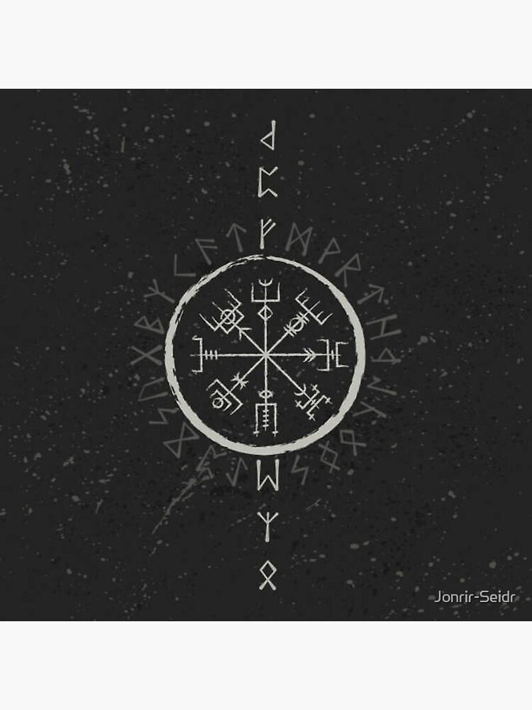 "Black. Vegvisir & Runes" Sticker for Sale by Jonrir-Seidr | Redbubble