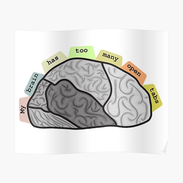 My Brain Has Too Many Open Tabs Adhd Brain Art Design Poster For
