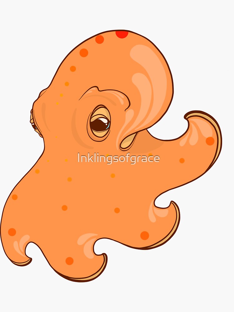"Adorable Orange Baby Octopus" Sticker for Sale by Inklingsofgrace ...