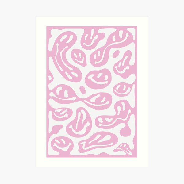 "Pink Melted Smiley Faces" Art Print for Sale by angiedelfav | Redbubble