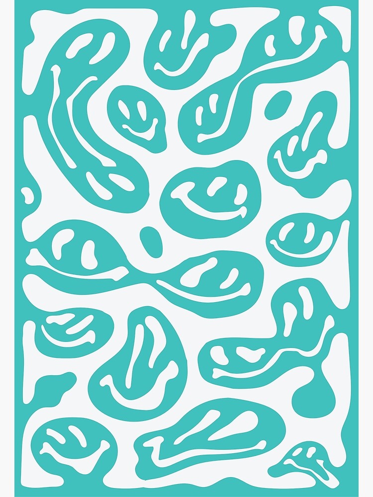 "Teal Melted Smiley Faces" Poster by angiedelfav | Redbubble