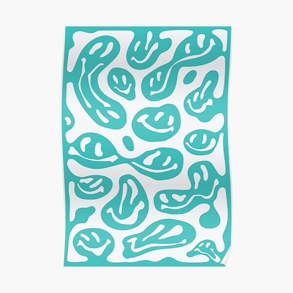 "Teal Melted Smiley Faces" Poster by angiedelfav | Redbubble