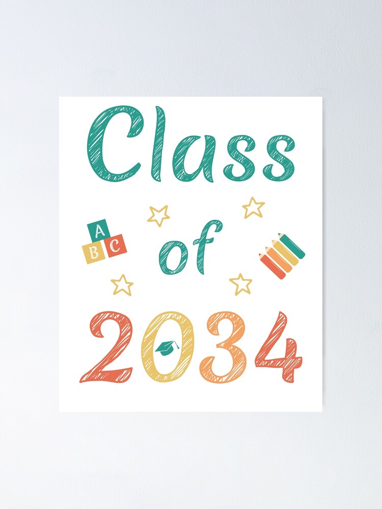 "Class of 2034 Hello Kindergarten 2021" Poster for Sale by geminivibe ...