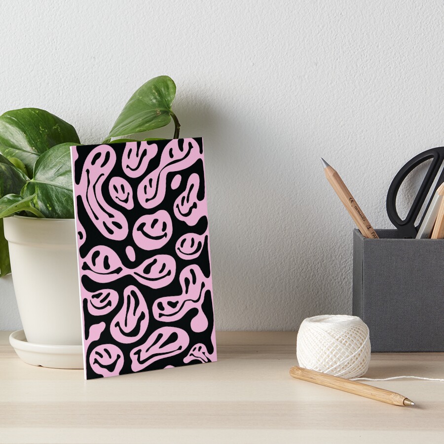 "Pink Melted Smiley Faces" Art Board Print for Sale by angiedelfav ...