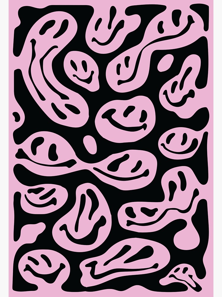 "Pink Melted Smiley Faces" Sticker for Sale by angiedelfav | Redbubble