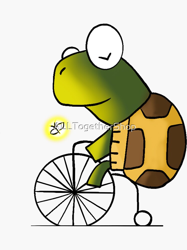 "Turtle riding a bicycle " Sticker for Sale by ALLTogetherShop | Redbubble