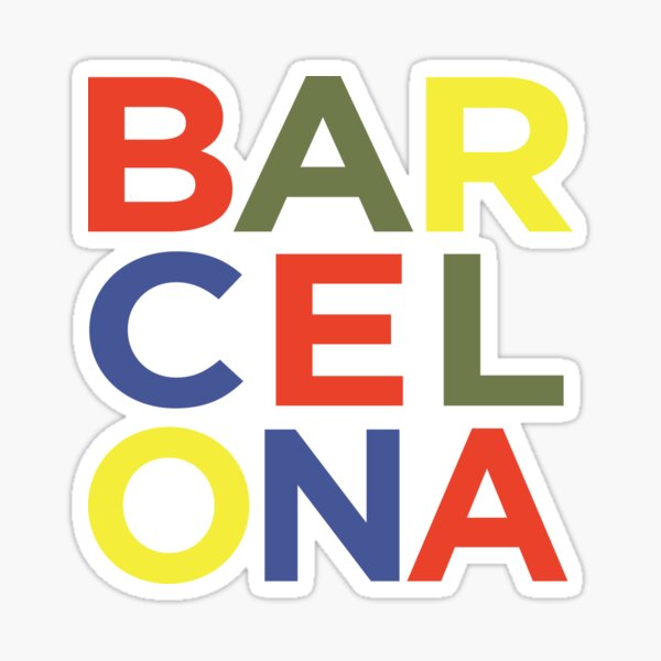 "BARCELONA (the word) design using Miro's colors" Sticker for Sale by ...