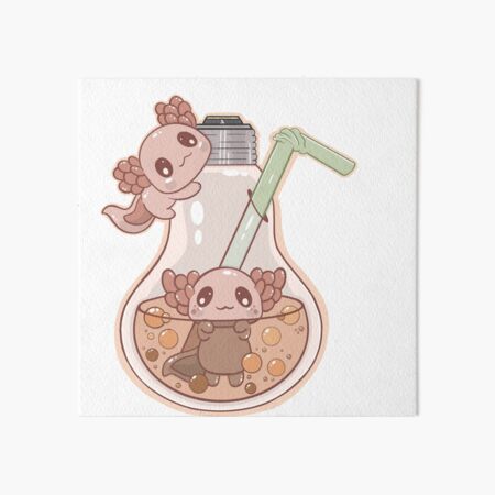 "Axolotl Boba Tea!" Art Board Print by LaurentBear | Redbubble