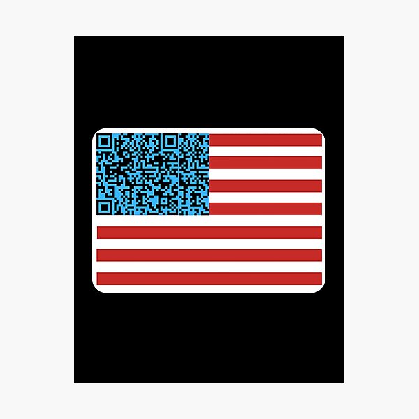 "american flag with QR code National Anthem" Photographic Print for ...