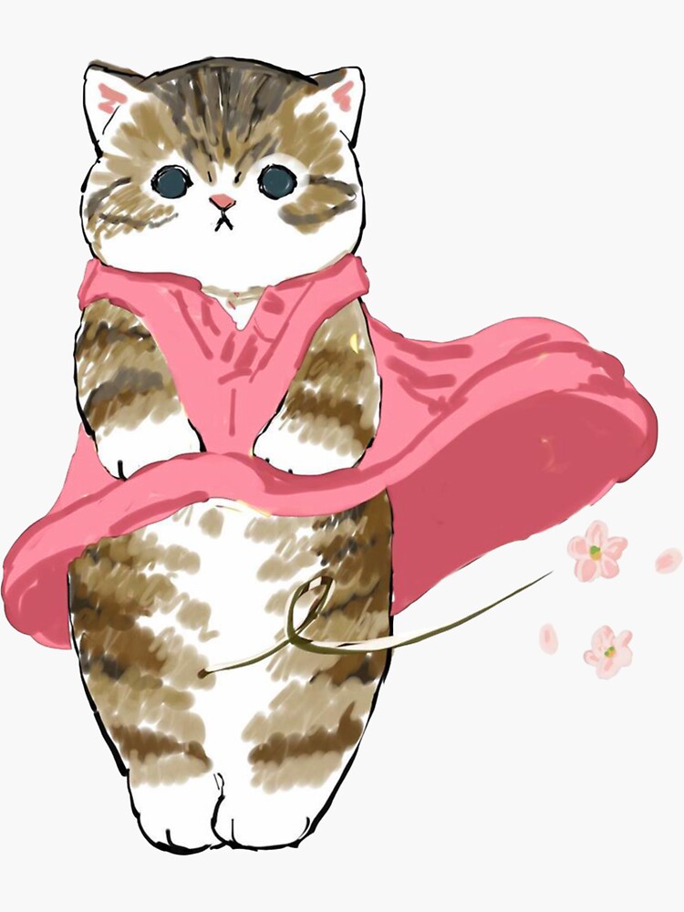 "Mofu Sand and bird drawing tshirt - kitty cat mofu sand Sticker ...