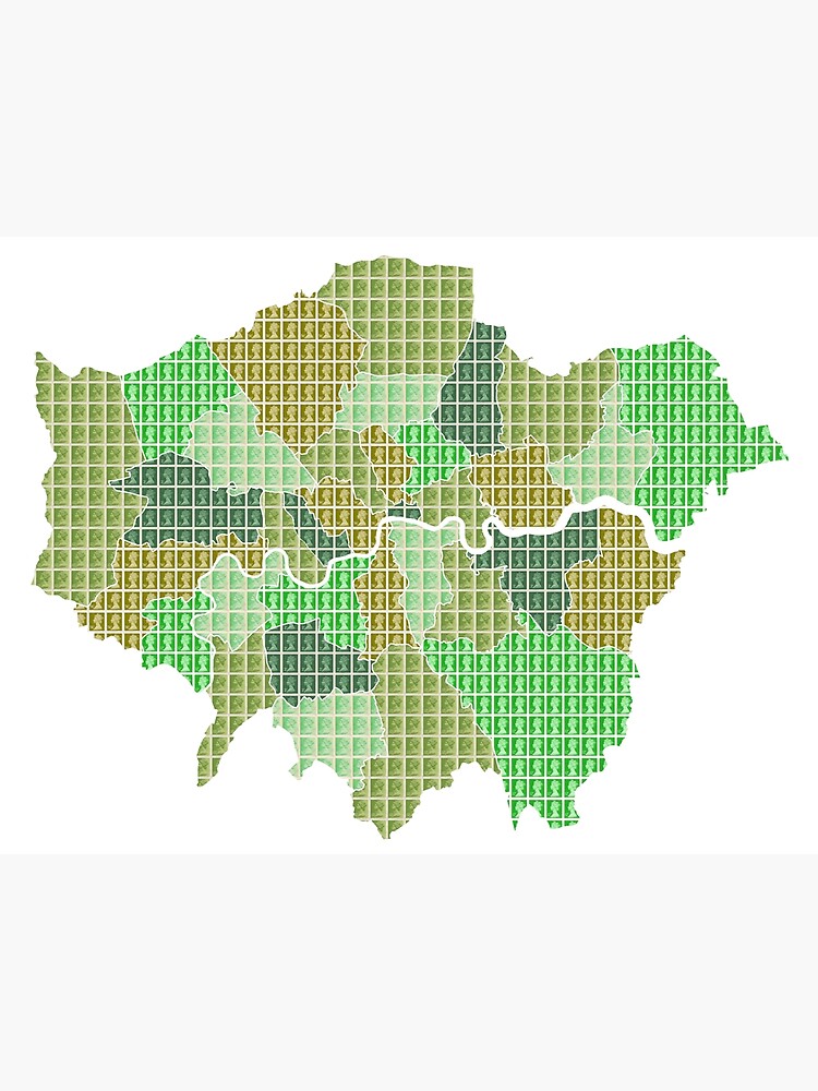 "London Boroughs Map - Green" Poster by garyhogben | Redbubble