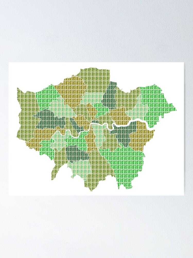 "London Boroughs Map - Green" Poster for Sale by Gary Hogben | Redbubble