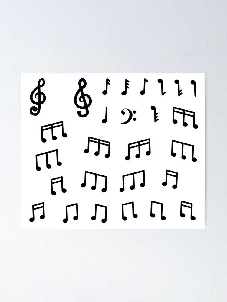 "cute black music note sticker" Poster for Sale by ikutosaufi | Redbubble