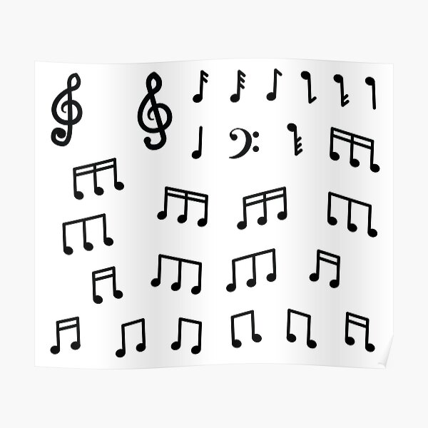 "cute black music note sticker" Poster for Sale by ikutosaufi | Redbubble
