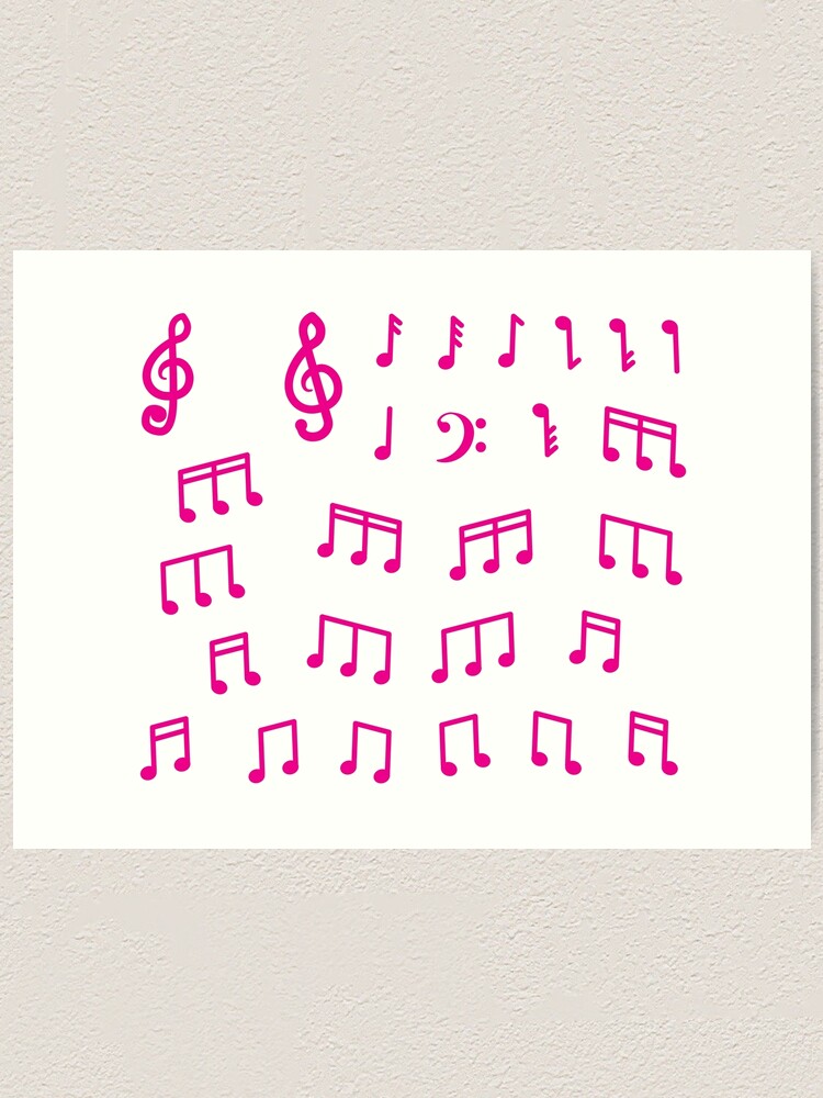 "Cute Pink Music Note Sticker" Art Print by ikutosaufi | Redbubble