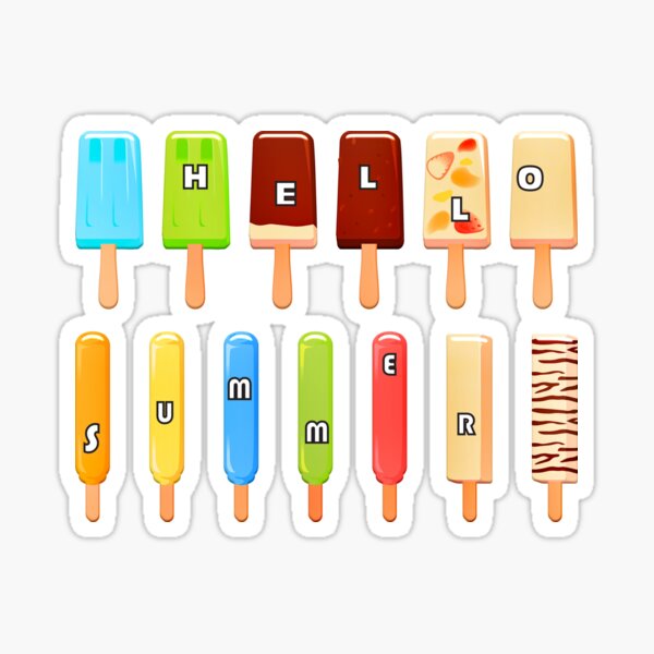 "Hello Summer, Popsicle shirt " Sticker for Sale by Tuba12 | Redbubble