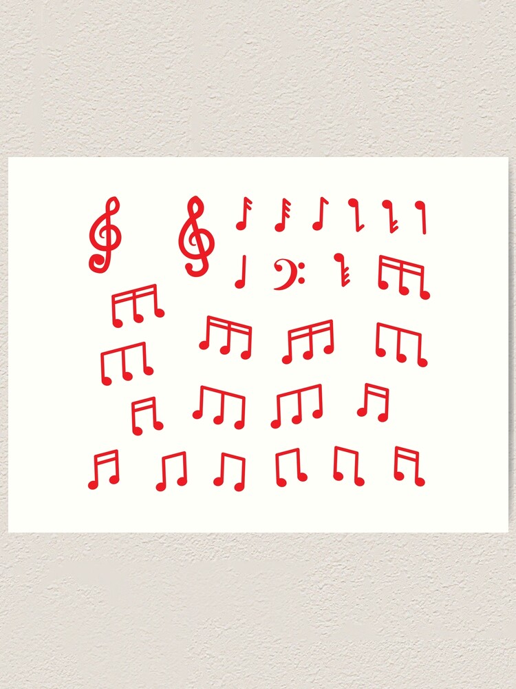 "Cute Red Music Note Sticker" Art Print for Sale by ikutosaufi | Redbubble
