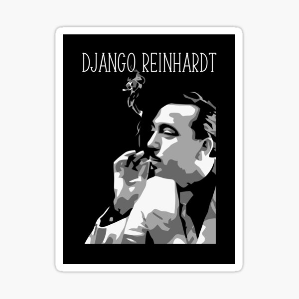 "Tribute to Django Reinhardt" Sticker for Sale by BlackLineWhite ...