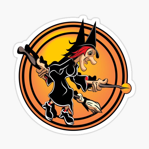 "Witch on a Broom" Sticker for Sale by MontanaJack | Redbubble