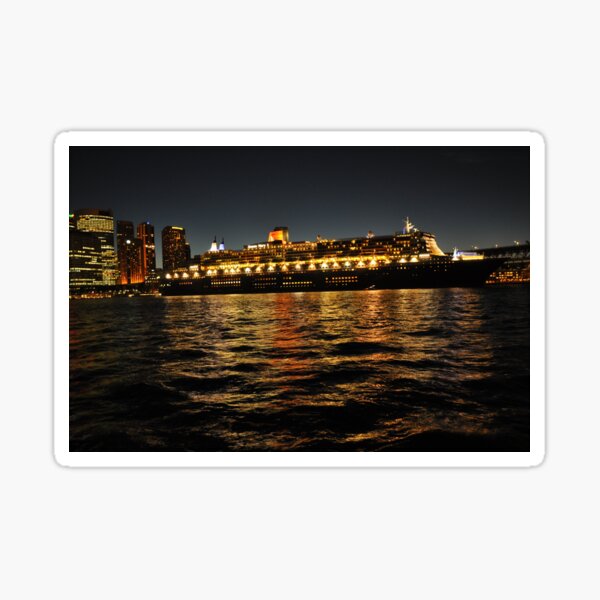 "Queen Mary 2 Ocean liner at night in Sydney Australia" Sticker for ...