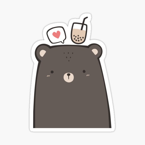 "Cute Kawaii Milk Tea Boba Bear Sticker" Sticker for Sale by eden0819 ...