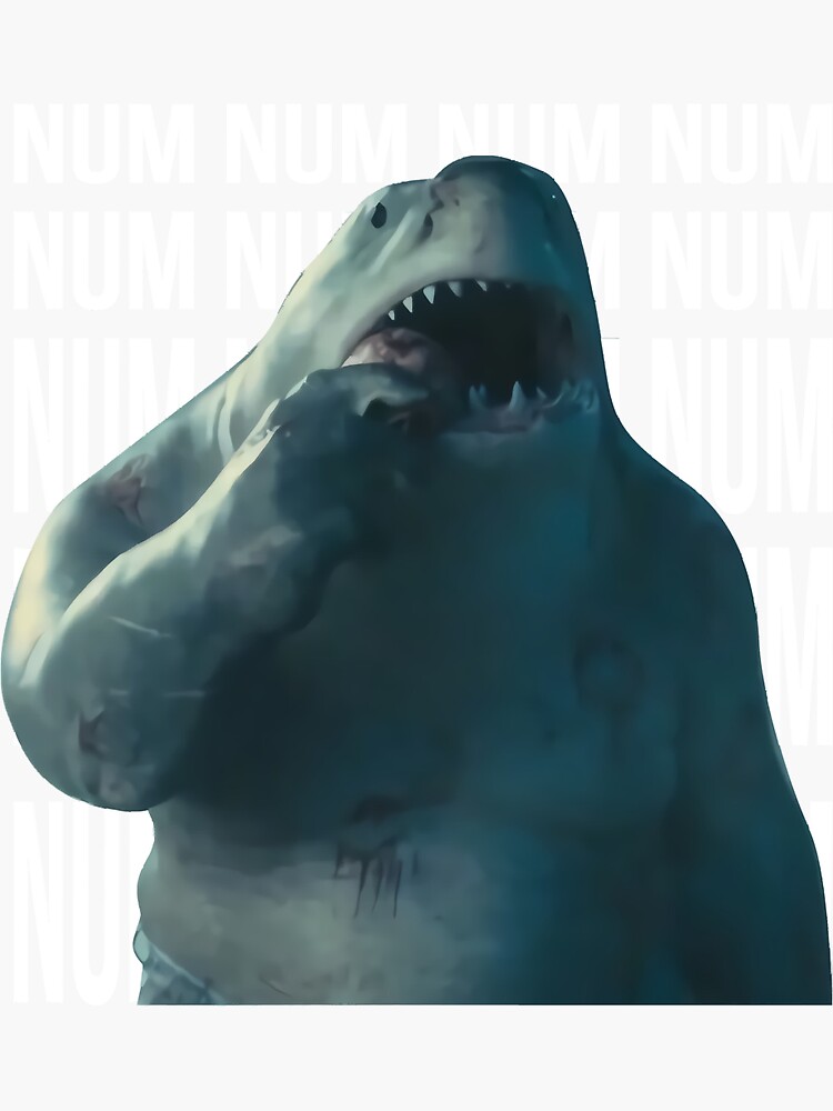 "Funny King Sharks Num Num Meme" Sticker for Sale by WOODVILLEROAD ...