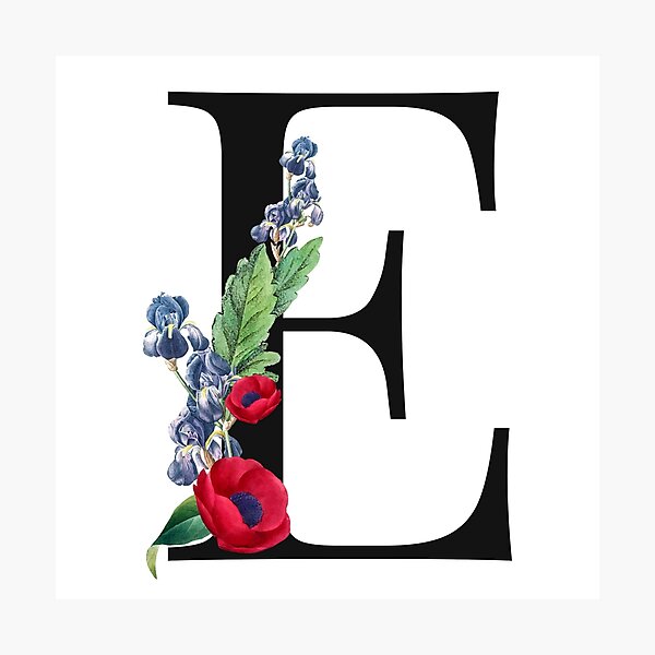 "Split Floral Letter Monogram | Personalized Flower Letter E ...
