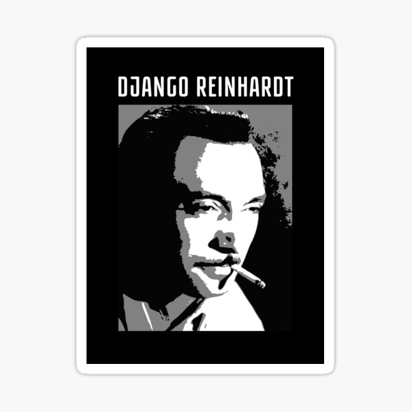 "Tribute to Django Reinhardt III" Sticker for Sale by BlackLineWhite ...