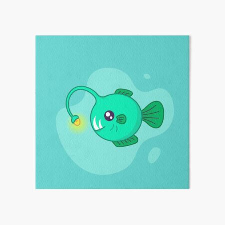 "Cute Cartoon Angler Fish" Art Board Print for Sale by YourMateNate ...