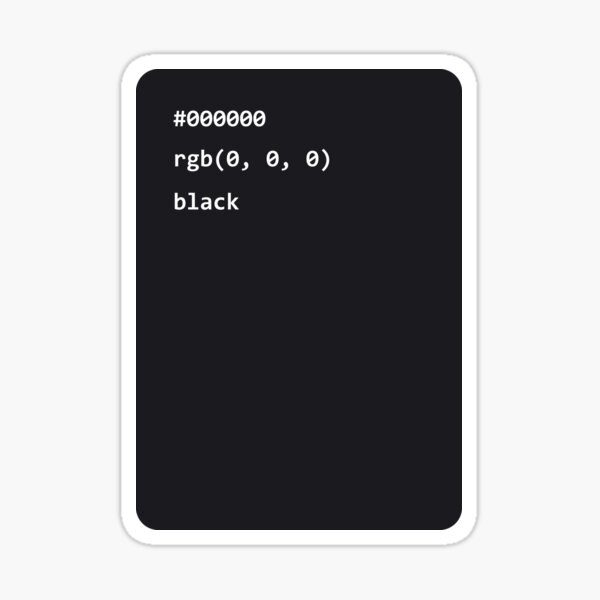 "Black rgb hex code" Sticker for Sale by MissImpossible | Redbubble