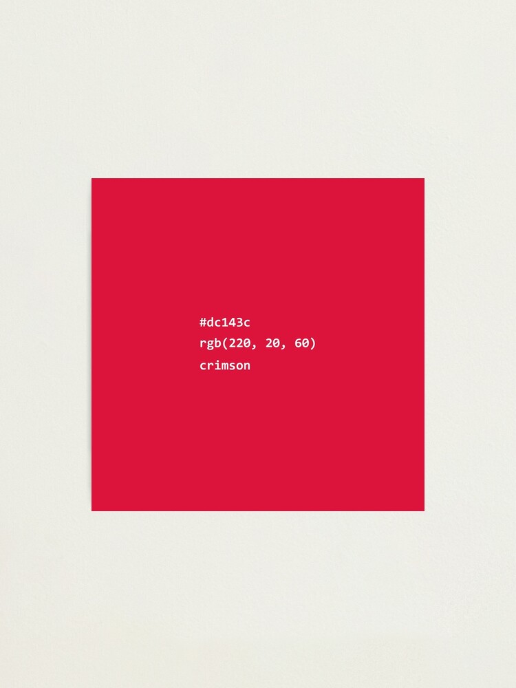 Lámina fotográfica «Caperucita roja carmesí código hexadecimal rgb» de ...