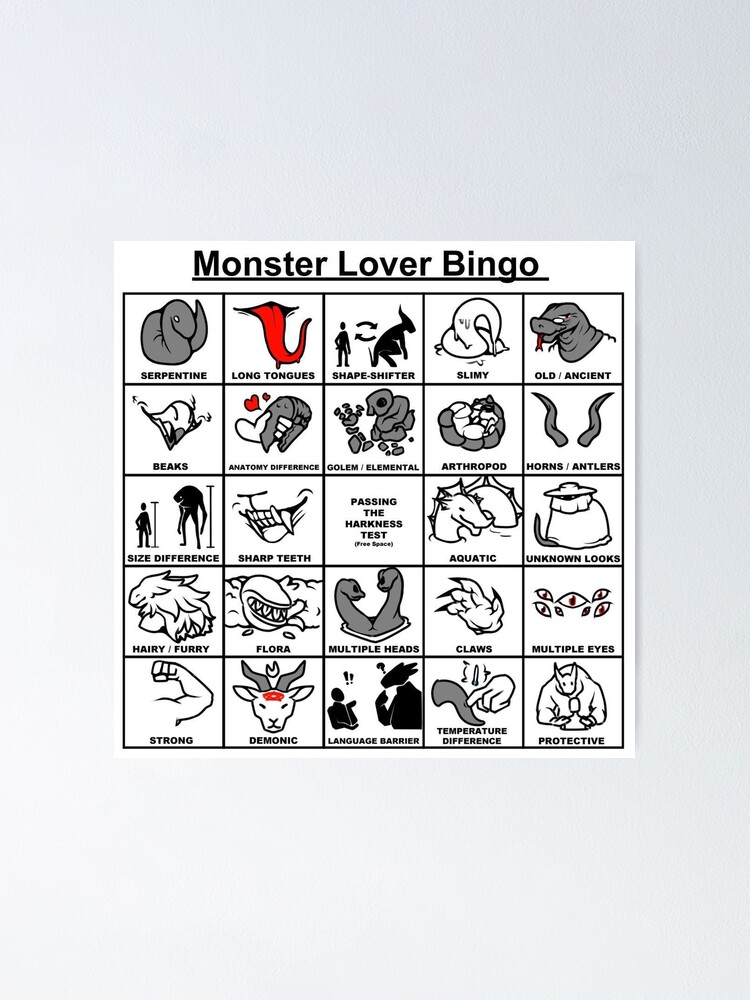 "Monster Lover Bingo" Poster for Sale by Hawkinsn | Redbubble