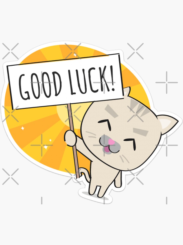 "Cute Cat Wishing You Good Luck!" Sticker for Sale by hicDZ | Redbubble
