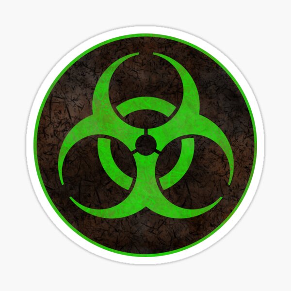 "Aged and Beaten Biohazard Symbol Green - Apocalypse Nerd" Sticker for ...