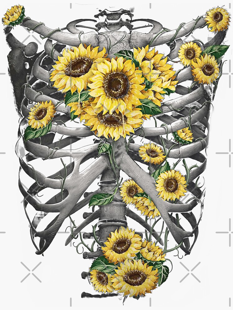 "Sunflower skeleton anatomy" Sticker for Sale by artsyfashion | Redbubble