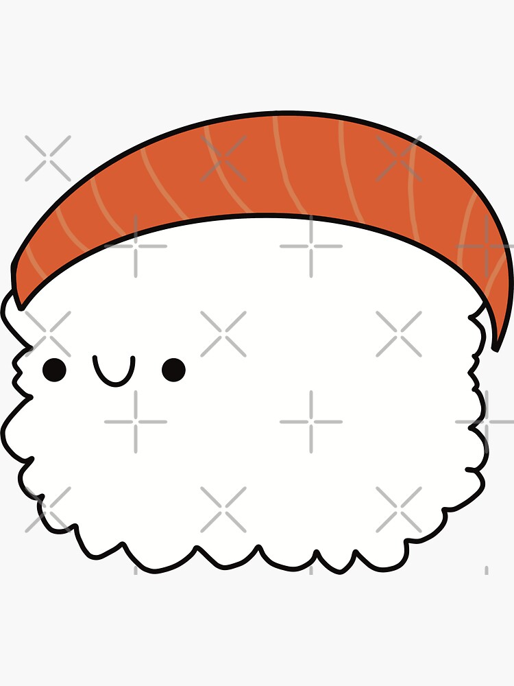 Cute Salmon Sushi Kawaii Nigiri Sushi Sticker For Sale By