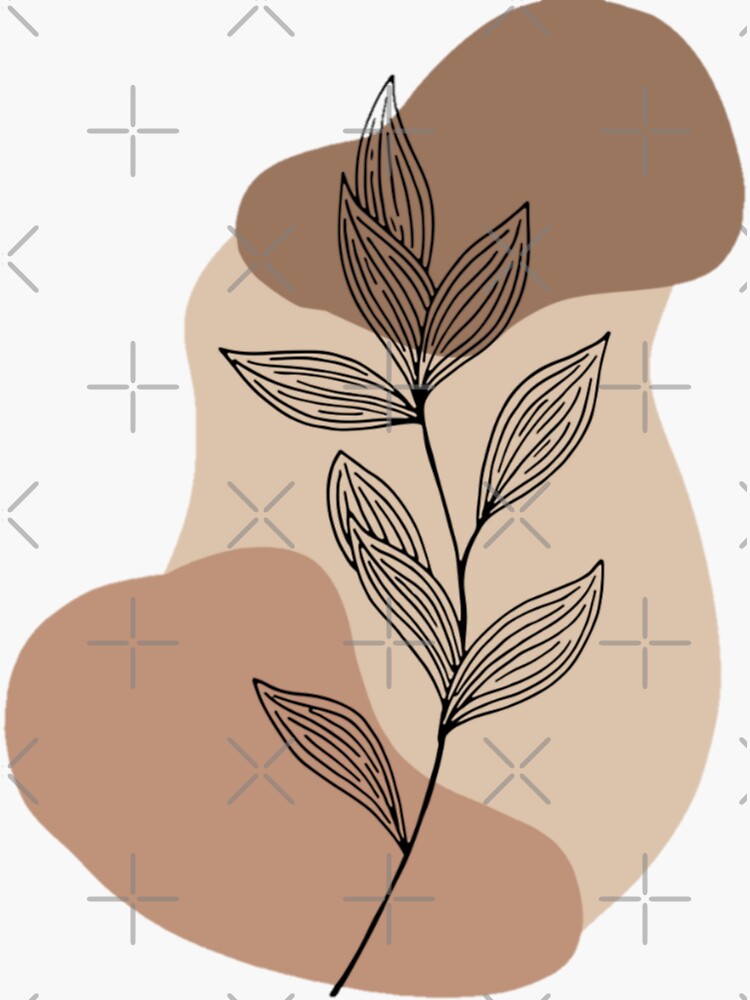 "Brown Aesthetic And Black Leaf" Sticker for Sale by A-H17 | Redbubble