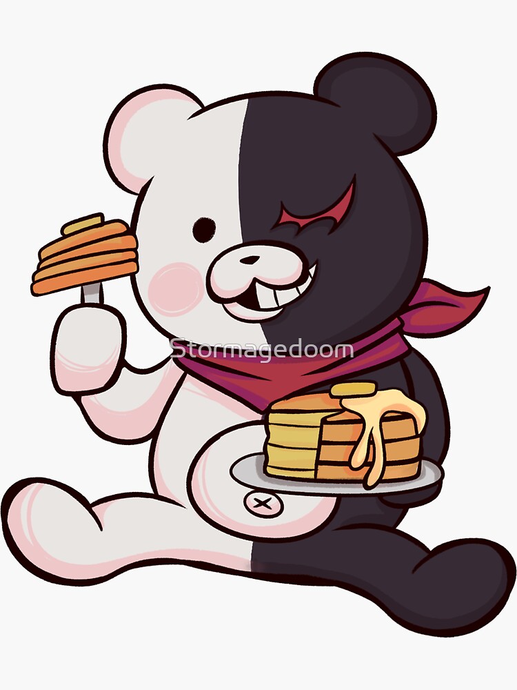 "Monokuma and pancakes" Sticker by Stormagedoom | Redbubble
