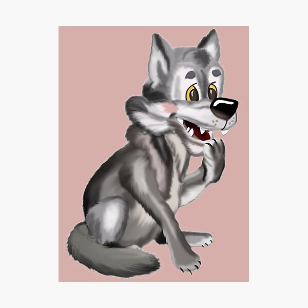 Lámina fotográfica «Un lobo adolescente fabuloso se avergüenza y se ...