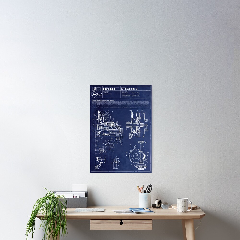 "Torque transmitting coupling apparatus Patent Blueprint" Poster by ...
