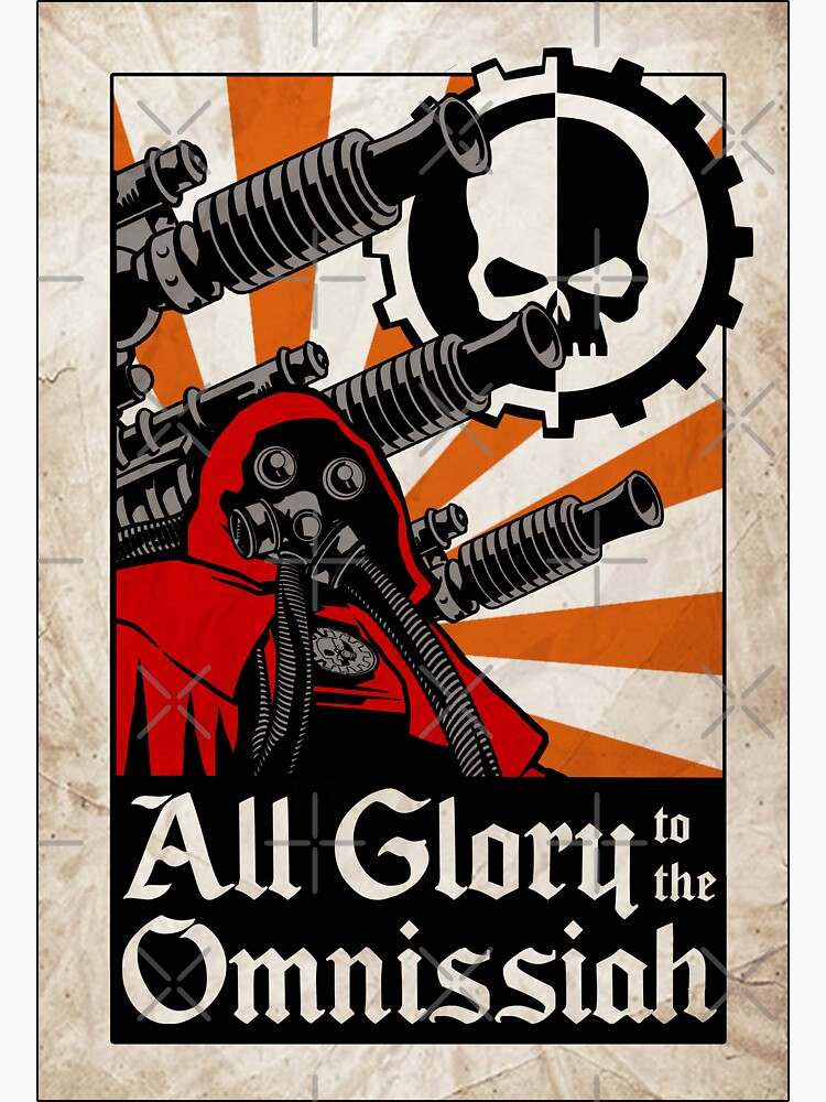 "Praise the machine god!" Sticker for Sale by YorkshirePudD | Redbubble