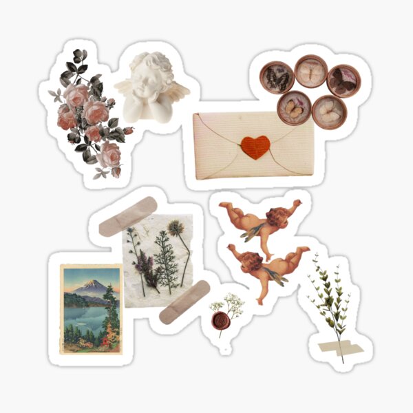 "vintage ephemera sticker pack" Sticker for Sale by skeletonsoul ...