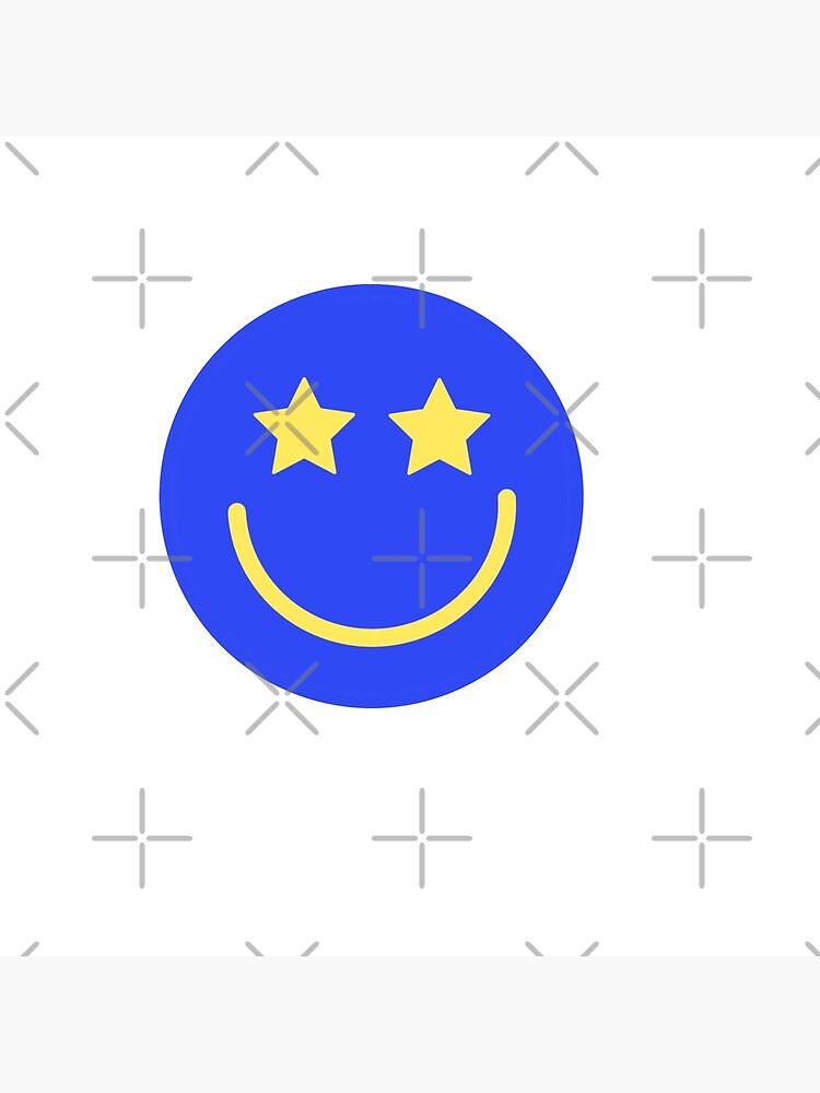 "Star Eyed Smiley Face Preppy (Blue and Yellow)" Photographic Print by ...