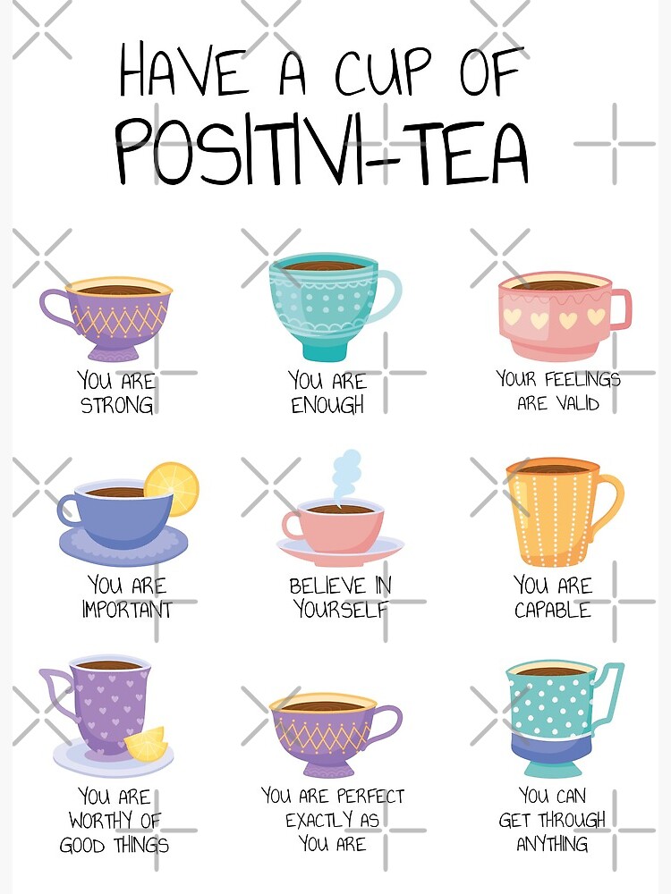 "Positivi-tea Positivity Print Mental Health Therapy Poster" Art Board ...