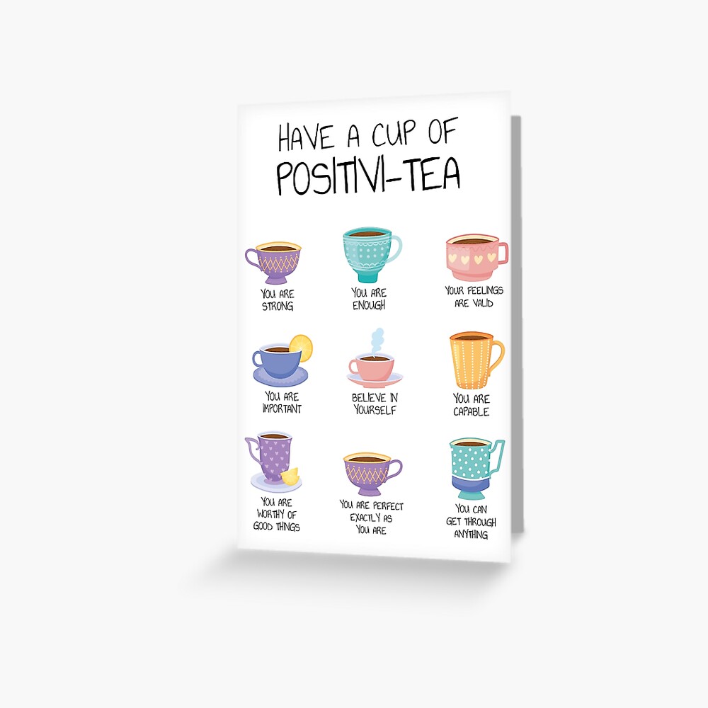 "Positivi-tea Positivity Print Mental Health Therapy Poster" Greeting ...