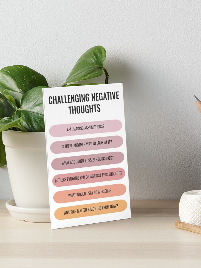 "Cognitive Behavioural Therapy CBT Challenging Negative Thoughts Print ...